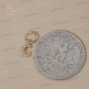 Solid 14k Gold G Initial Pendant, Pave Diamond G Letter Jewelry, Unisex ...