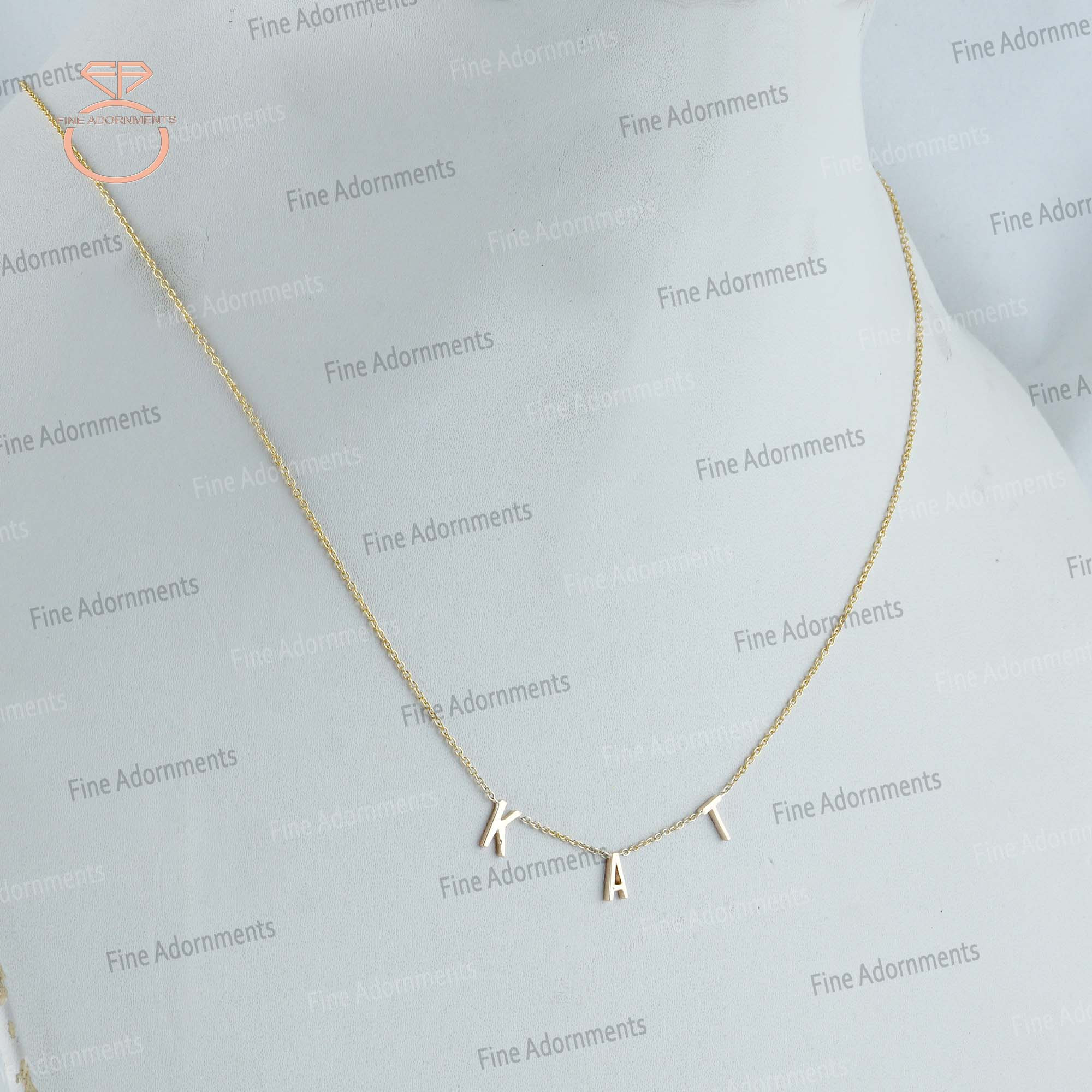 14K Gold Name Necklace 3 Initial Personalized Necklace - Etsy