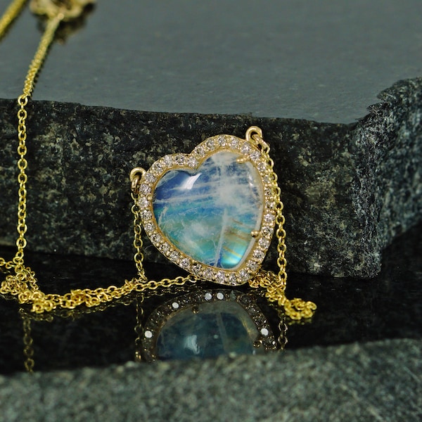 Rainbow Moonstone Heart Jewelry - Etsy