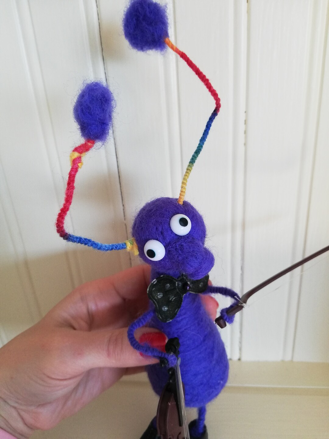 Needle Felted Critter, Musician Bug, Funny Wool Collectible, Cockroach ...