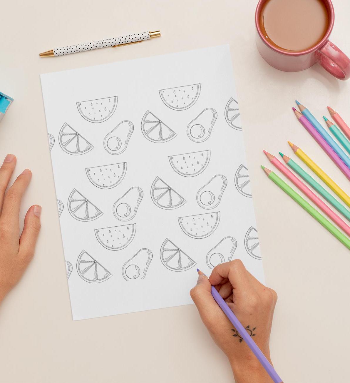 Printable Summer Fruit Colouring Pages - Etsy