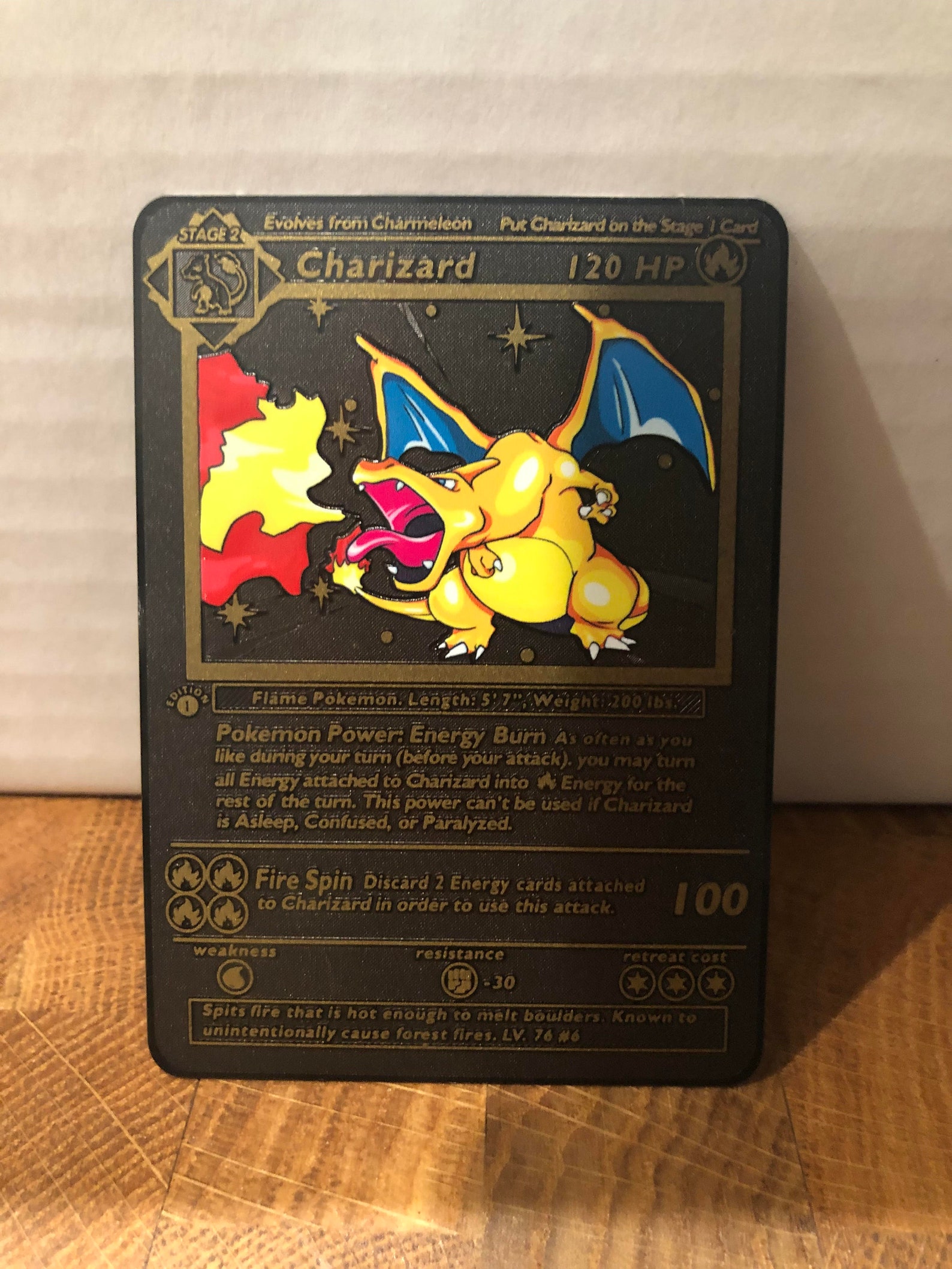 Charizard Pikachu Gold Metal Custom Replica Card - Etsy