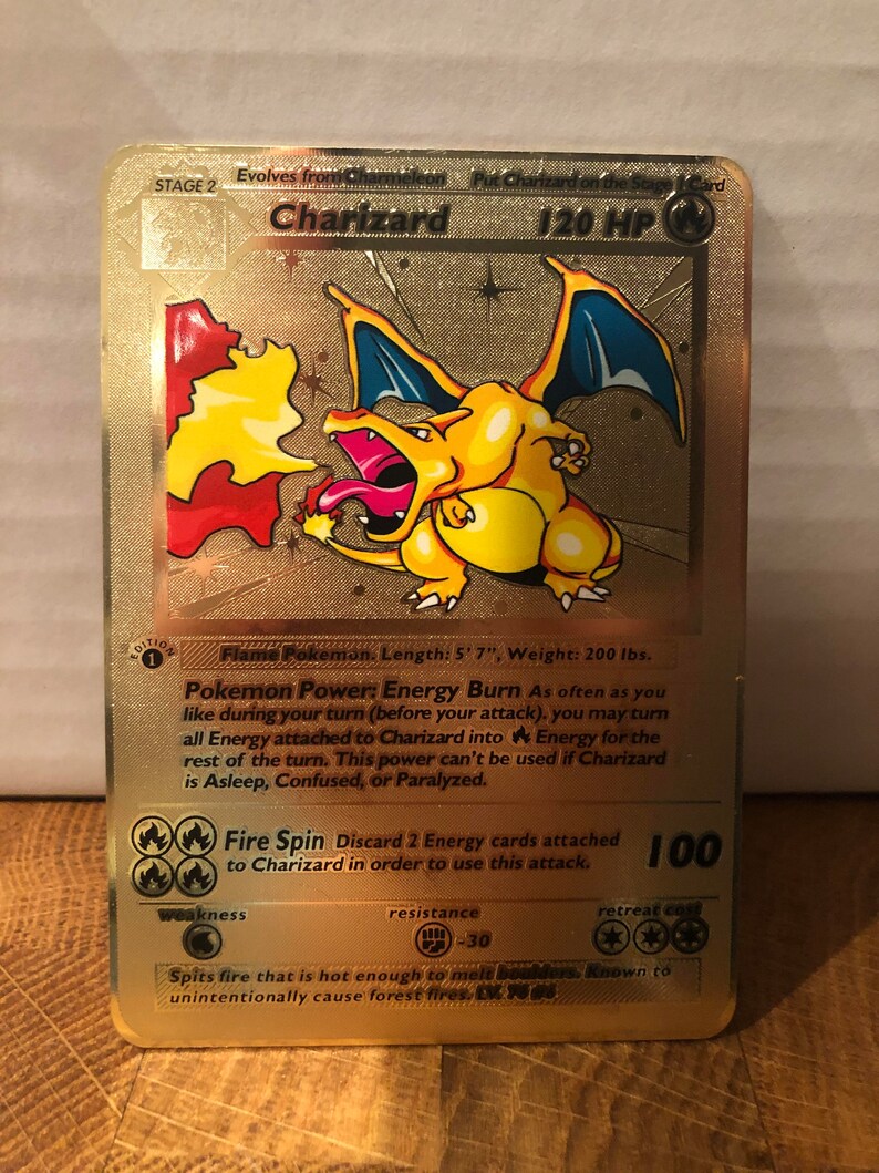 Charizard Pikachu Gold Metal Custom Replica Card - Etsy