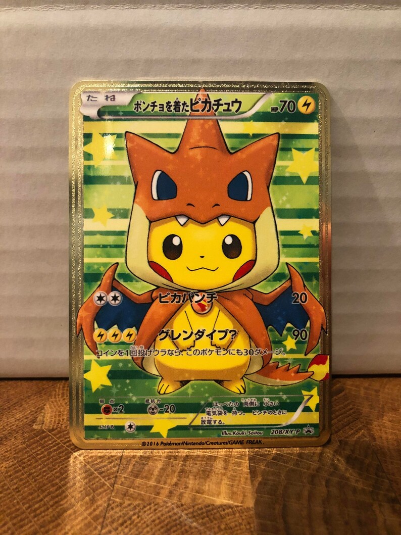 Charizard Pikachu Gold Metal Custom Replica Card - Etsy