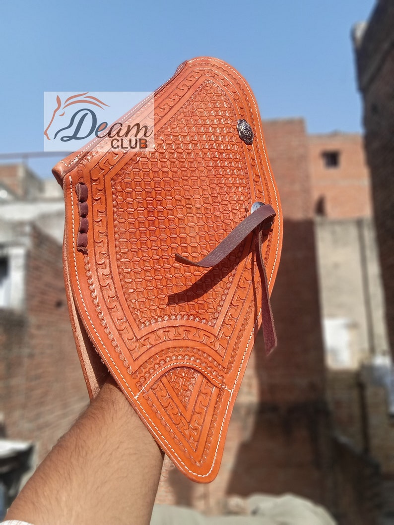 Custom Made Western Saddle Tapaderos Stirrups Leather Handmade Sewn ...