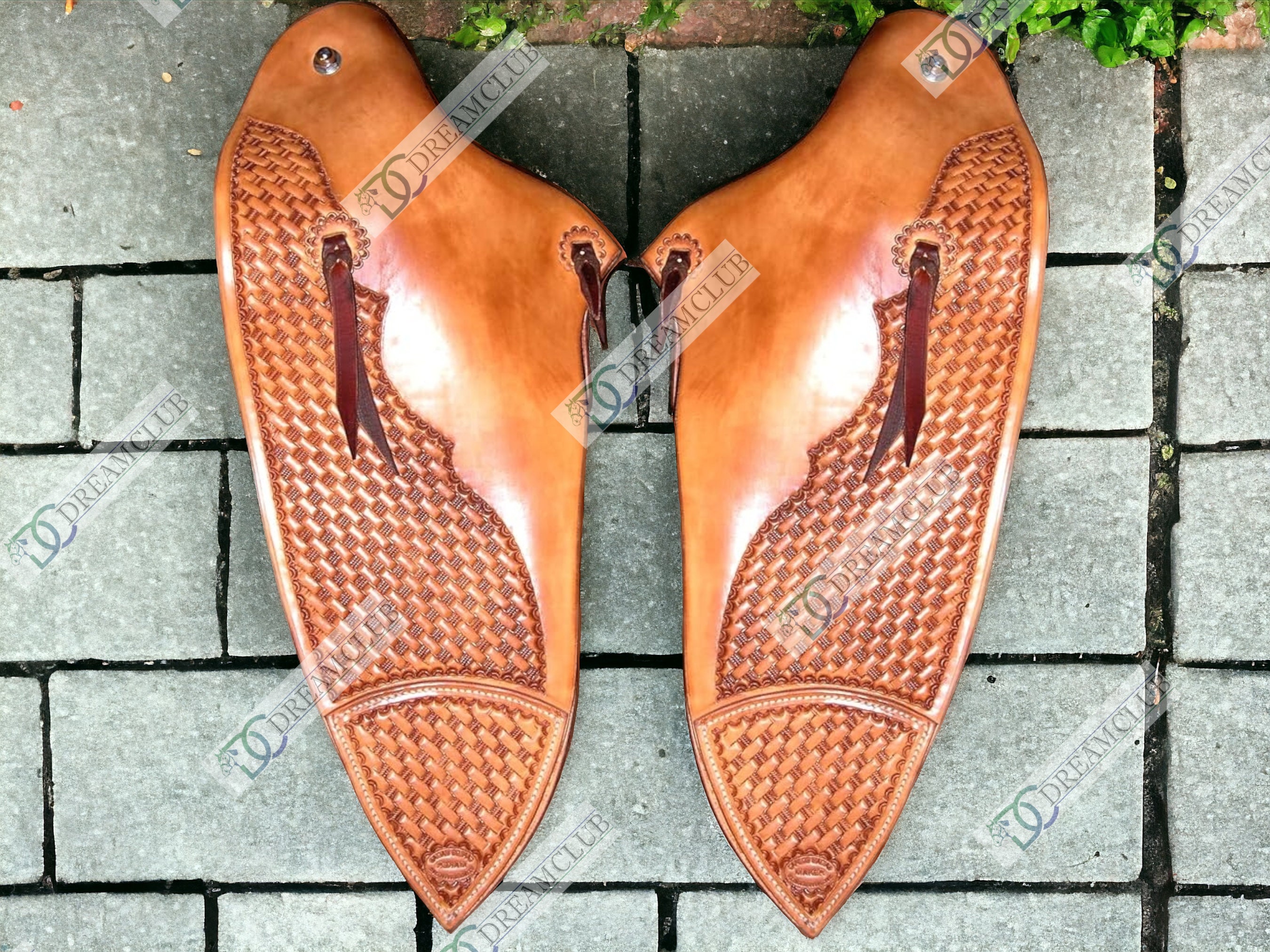 Custom Made Western Saddle Tapaderos Stirrups Leather Handmade Sewn ...