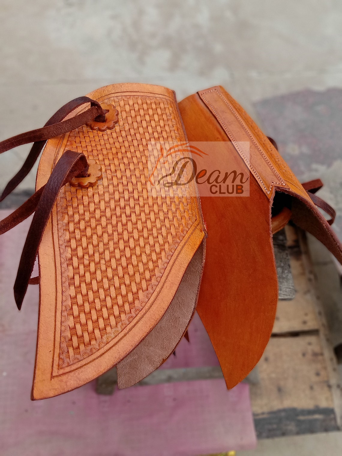 Custom Made Western Saddle Tapaderos Stirrups Leather Handmade Sewn ...