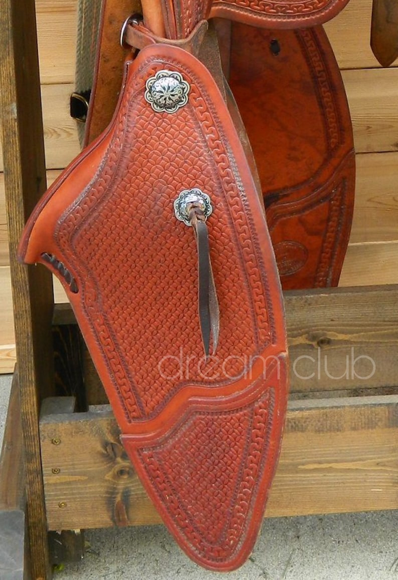 Custom Made Western Saddle Tapaderos Stirrups Leather Handmade Sewn ...