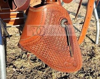 Custom Made Western Saddle Tapaderos Stirrups Leather Handmade Sewn ...