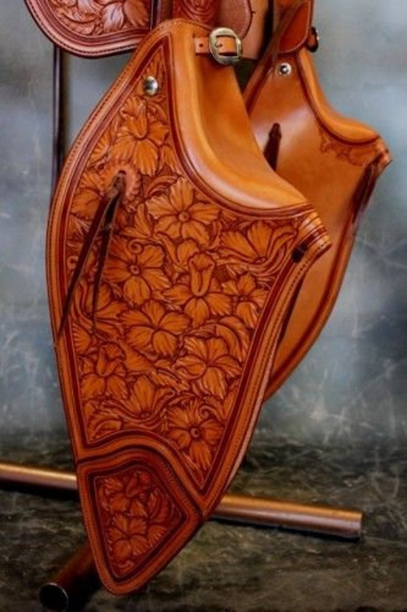 Custom Made Western Saddle Tapaderos Stirrups Leather Handmade Sewn ...