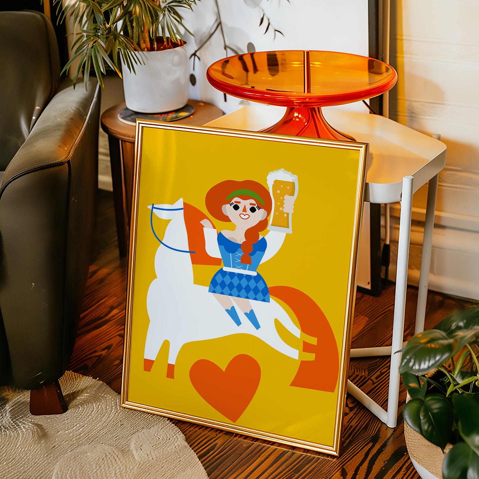 Retro Beer Wall Art, Bavarian Woman With Beer, Oktoberfest Poster, Beer ...