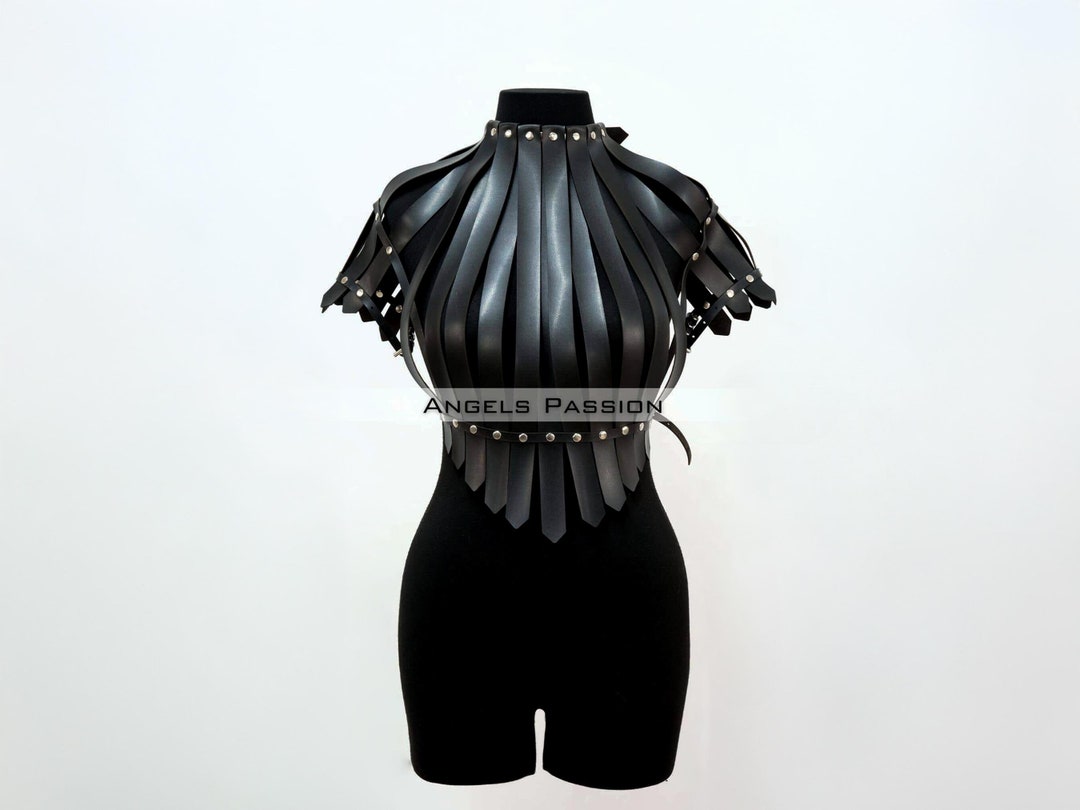 Vegan Leather Fringe Harness Bustier Top for Women - Plus Size Options ...