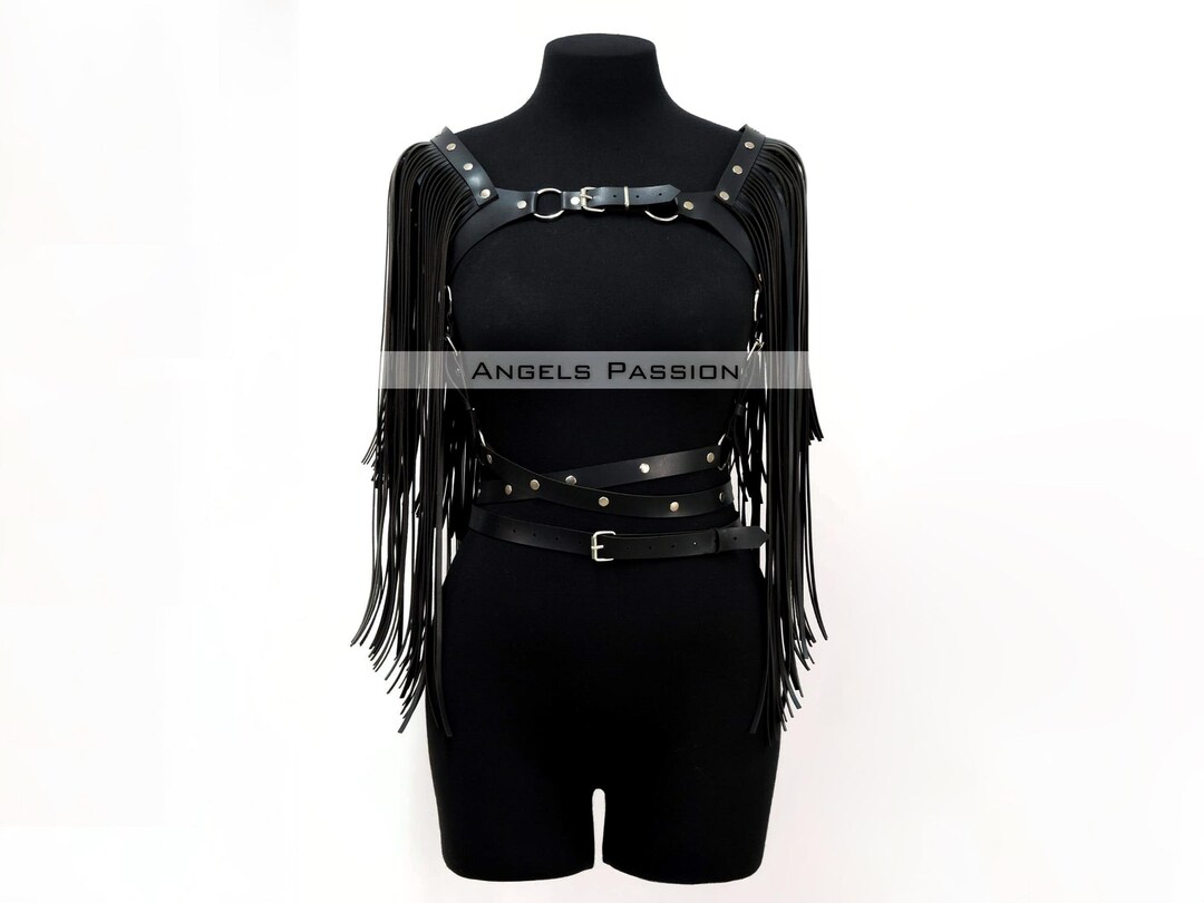 Fringe Harness Top for Women - Tasseled Leather Jacket Harness - Plus ...