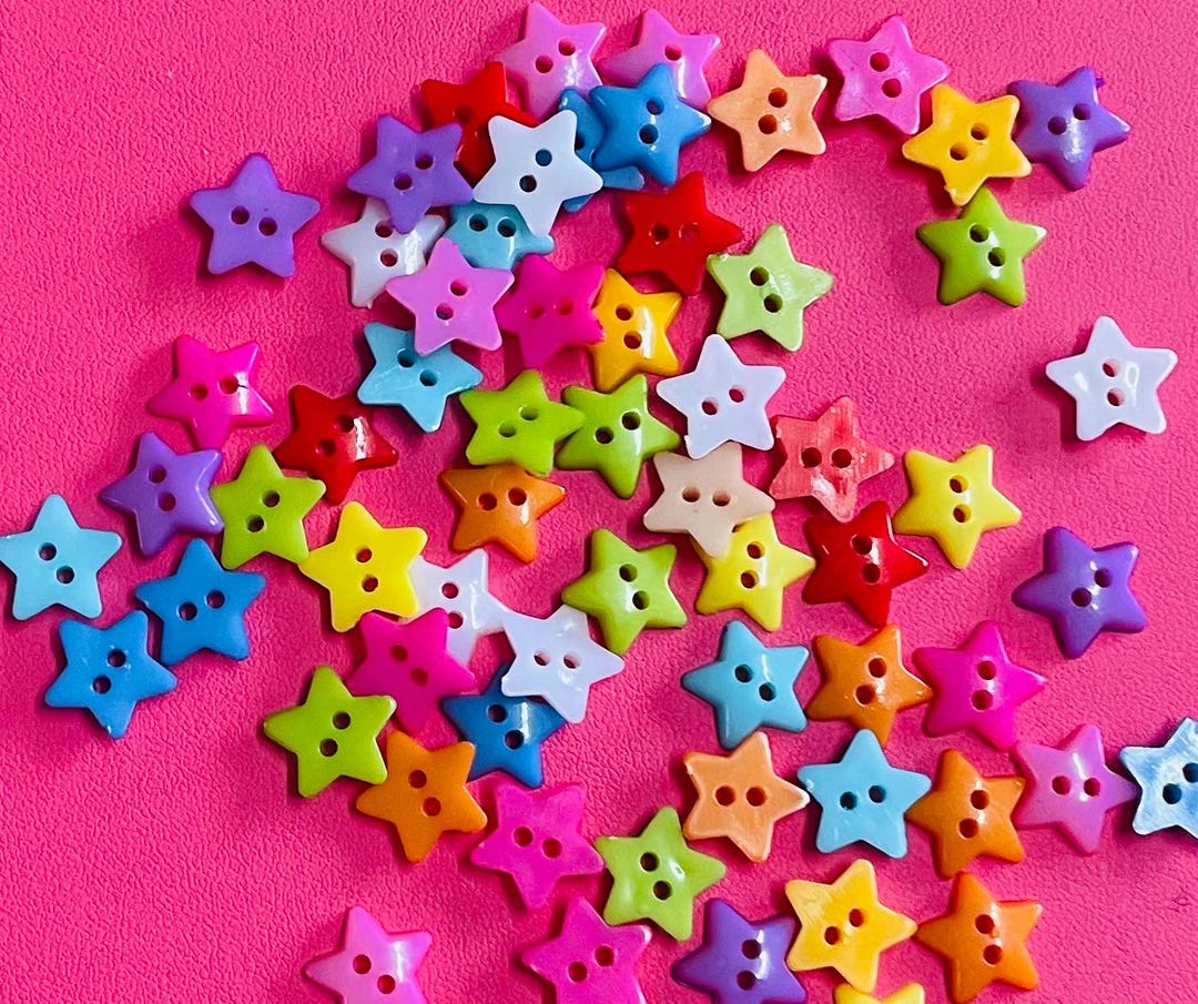 Lot of 20 STAR Buttons Cute Stars Buttons Random Buttons Sewing ...