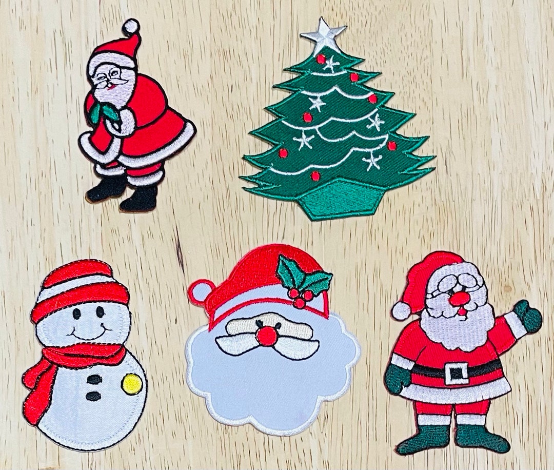Amazing Christmas Iron on Patch Motif Santa Christmas Tree Cloth Patch ...