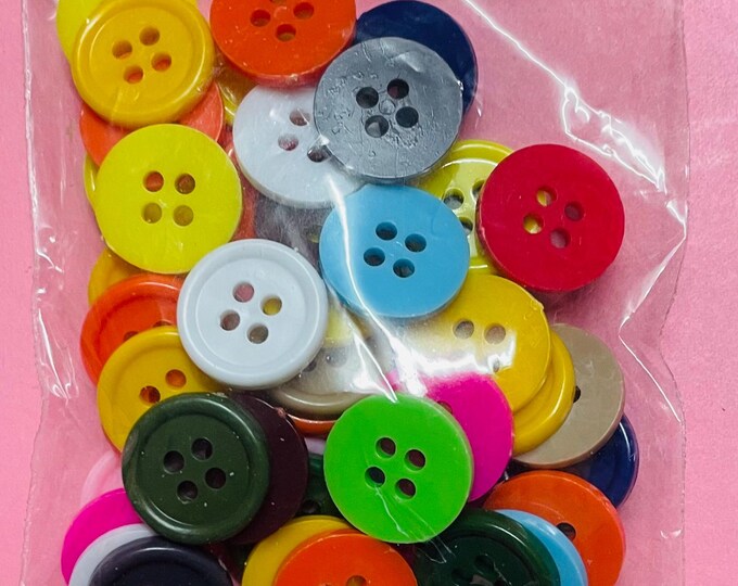50 Buttons Grab Bag Coloured Buttons Mixed Buttons Scrapbooking Button ...
