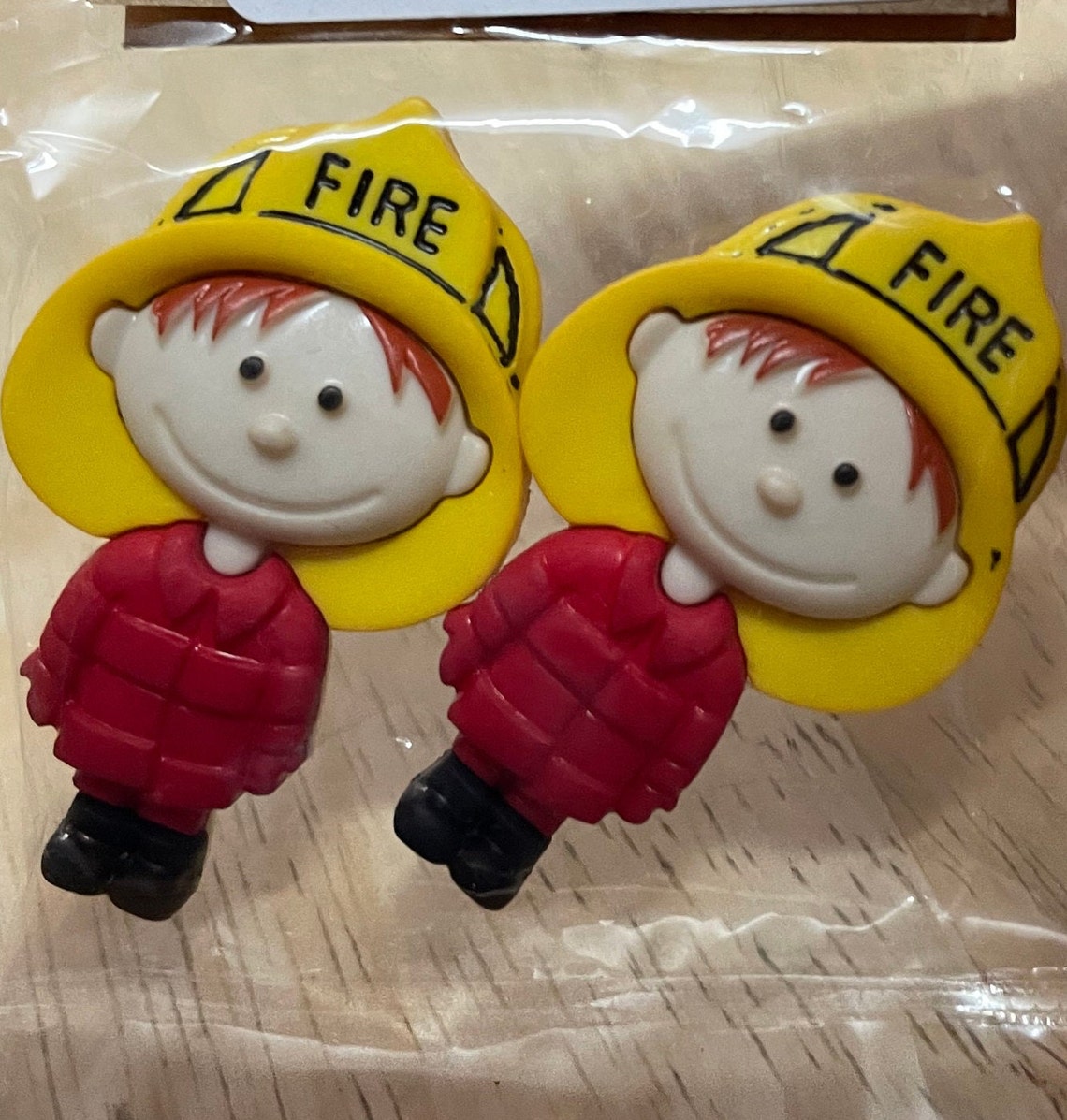 Cute Fireman Buttons Fire Man Adorable Buttons Set of 2 DIY Craft ...