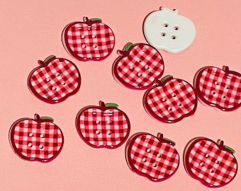Gorgeous Apple Buttons Lot of 10 Random Multi Coloured Flat Back Cute ...