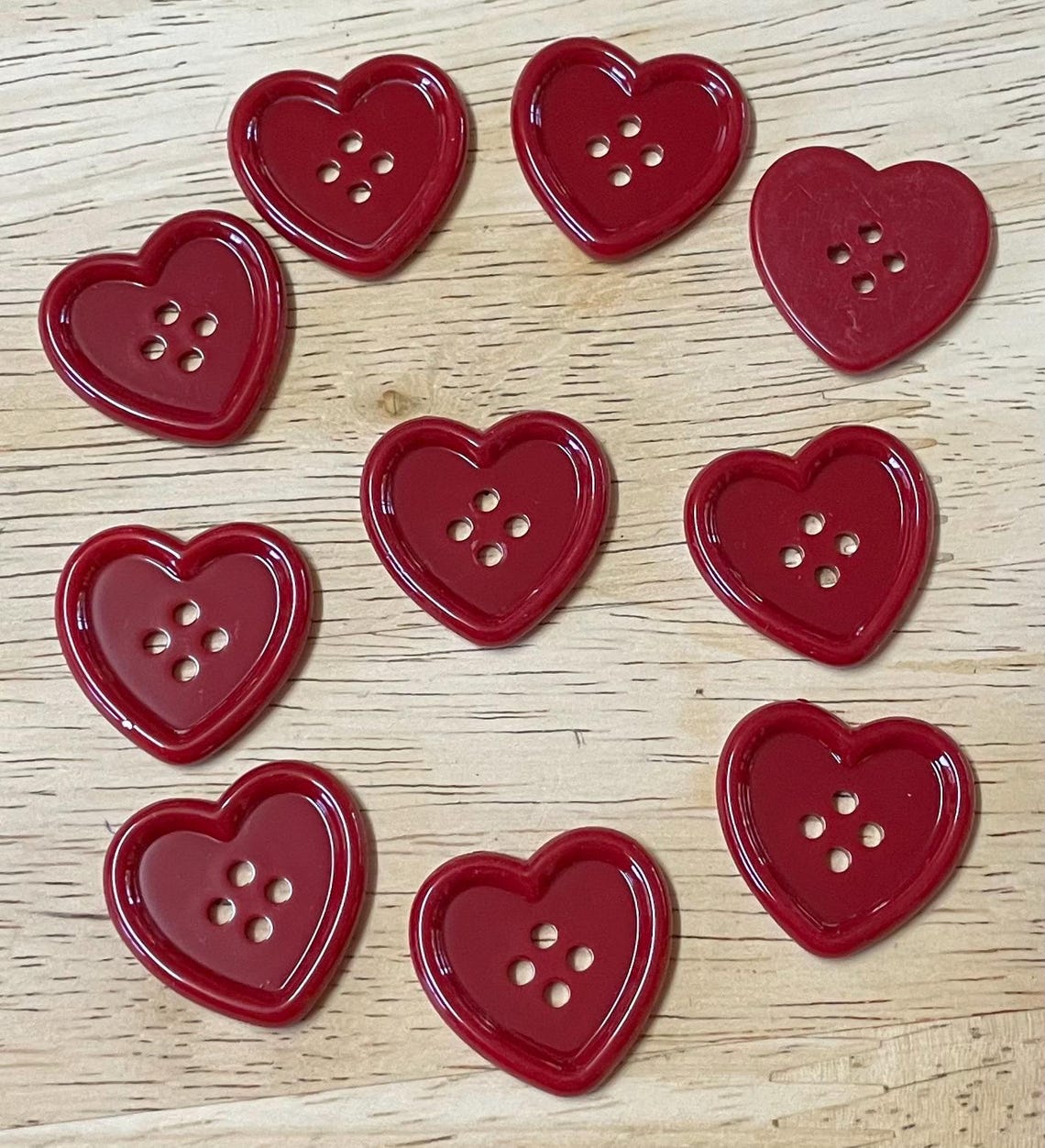 Gorgeous Love Heart Lot of 10 Buttons RED Flat Back - Cute Buttons ...