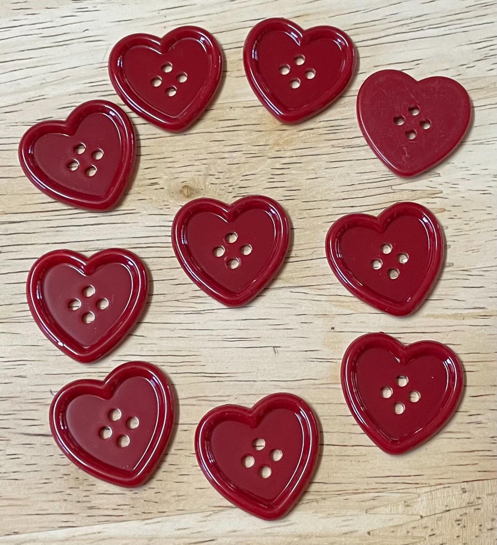 Gorgeous Love Heart Lot of 10 Buttons RED Flat Back - Cute Buttons ...
