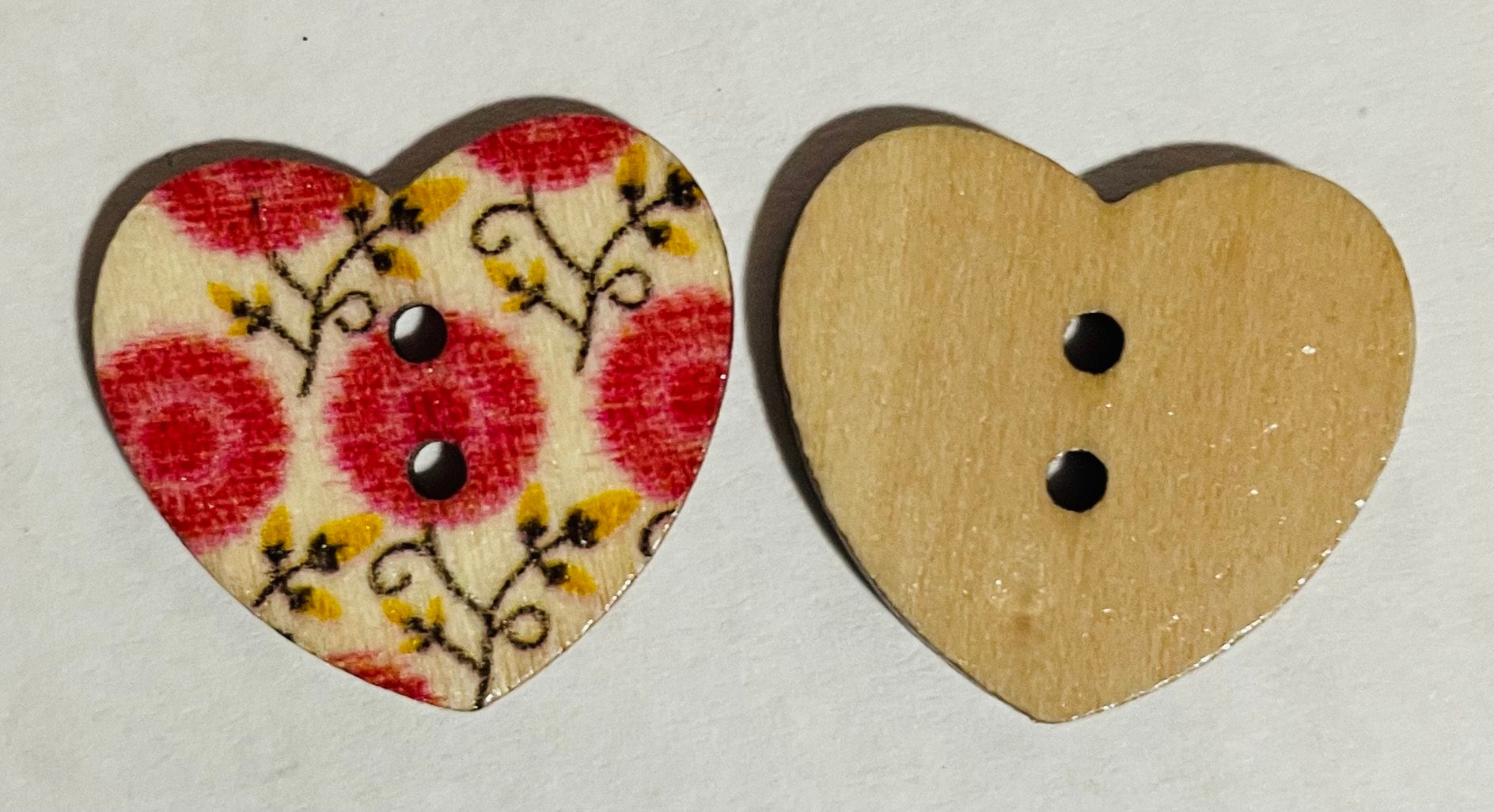 Lot of 10 Lovely Heart Shaped Buttons Love Heart Wooden Buttons Card ...
