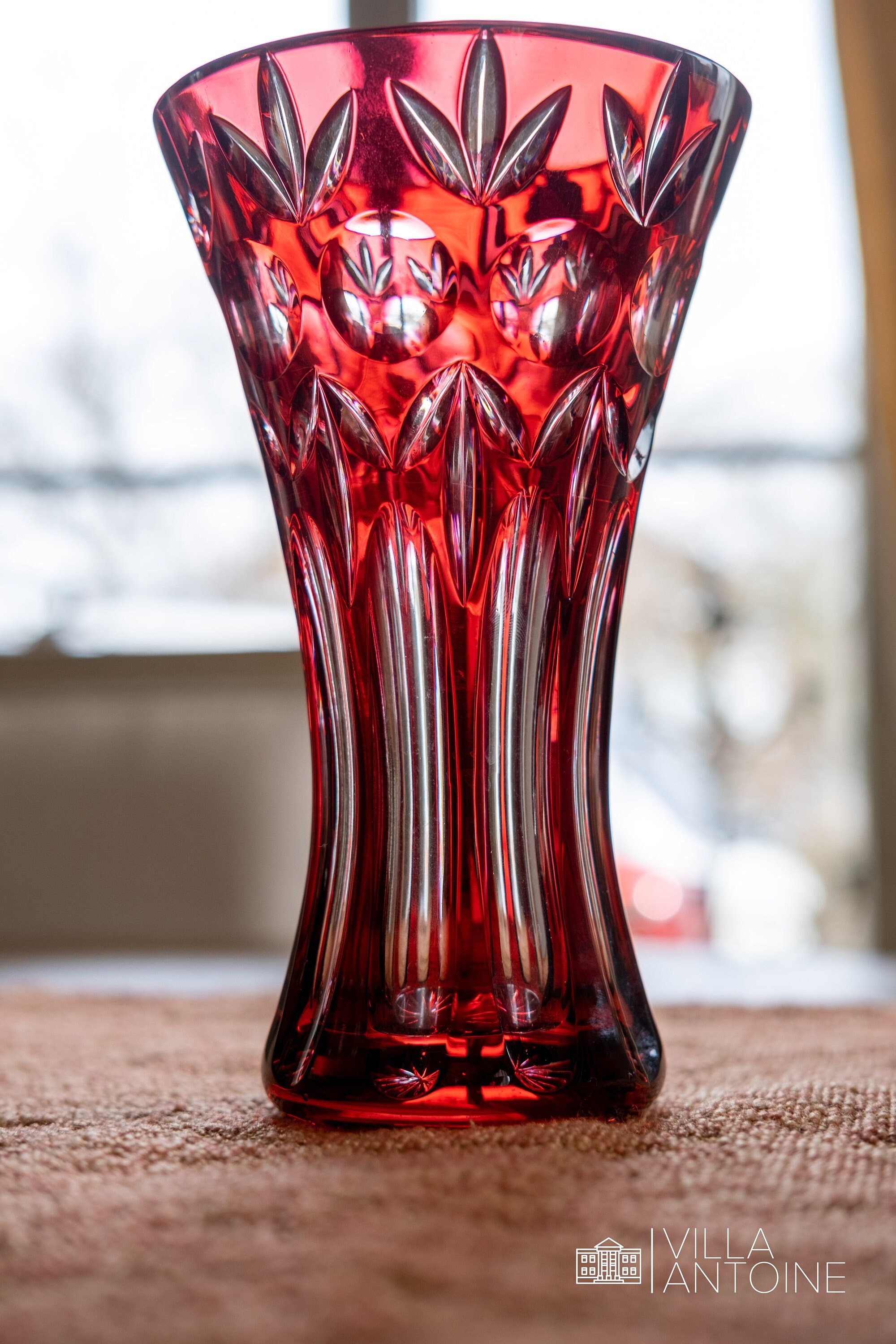 Vintage Beyer Ruby Crystal Vase bleikristall A Timeless - Etsy