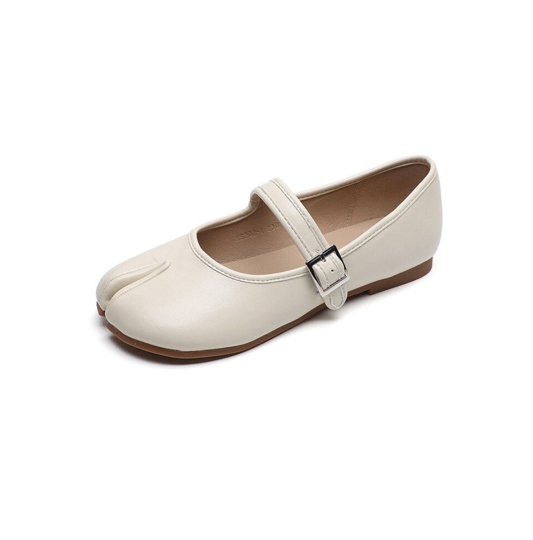 Leather Split Toe Flat Shoes Mary Jane Shoes Low Heeled - Etsy