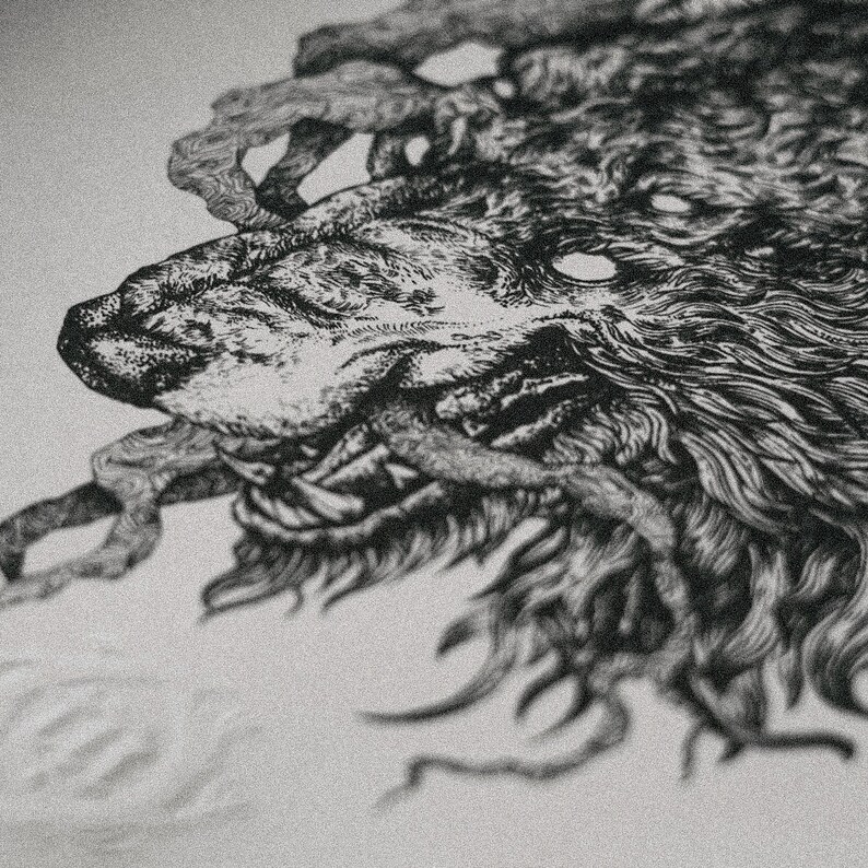 Art Print fenrir Illustration in Black and White - Etsy