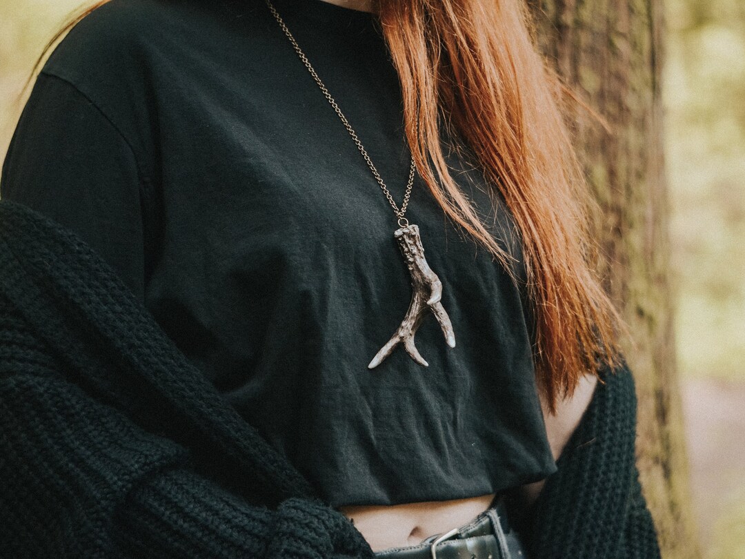 OOAK Pendant "antler" - Pagan Handmade Clay Jewelry, Unisex Deer Horn ...