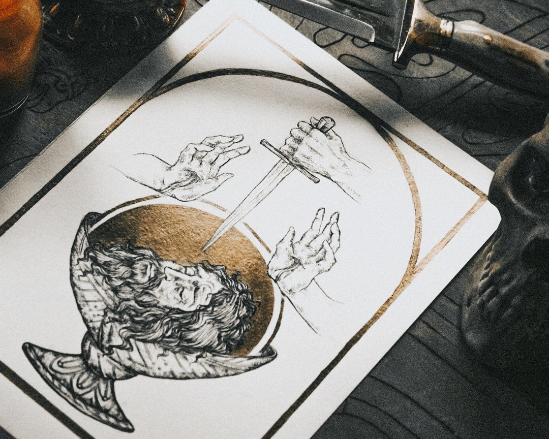 Original Biblical Artwork - Ink and Gold Acrylic Painting of John the ...