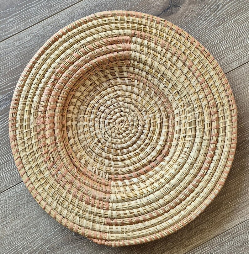 12” Natural Woven Plate • Handwoven Ugandan Wall Basket • Boho Wall ...