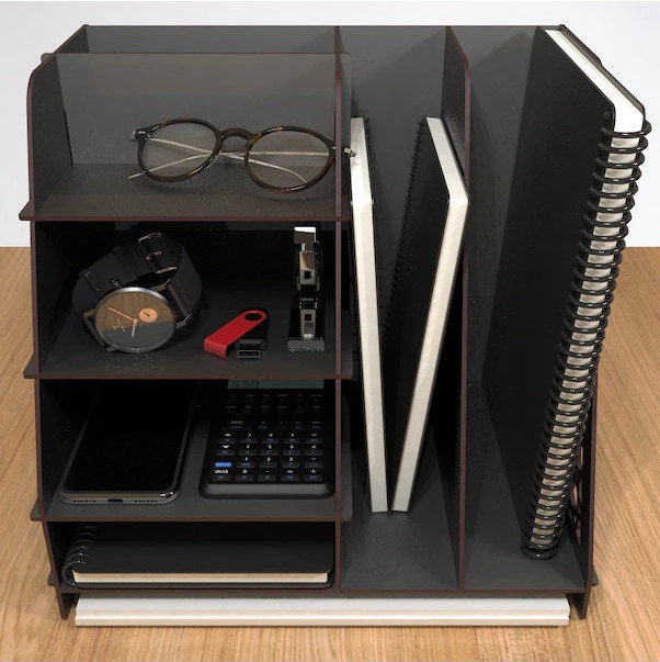 Desk Top Organizer, File Organizer for Desk, Wooden Desk Organizer With ...