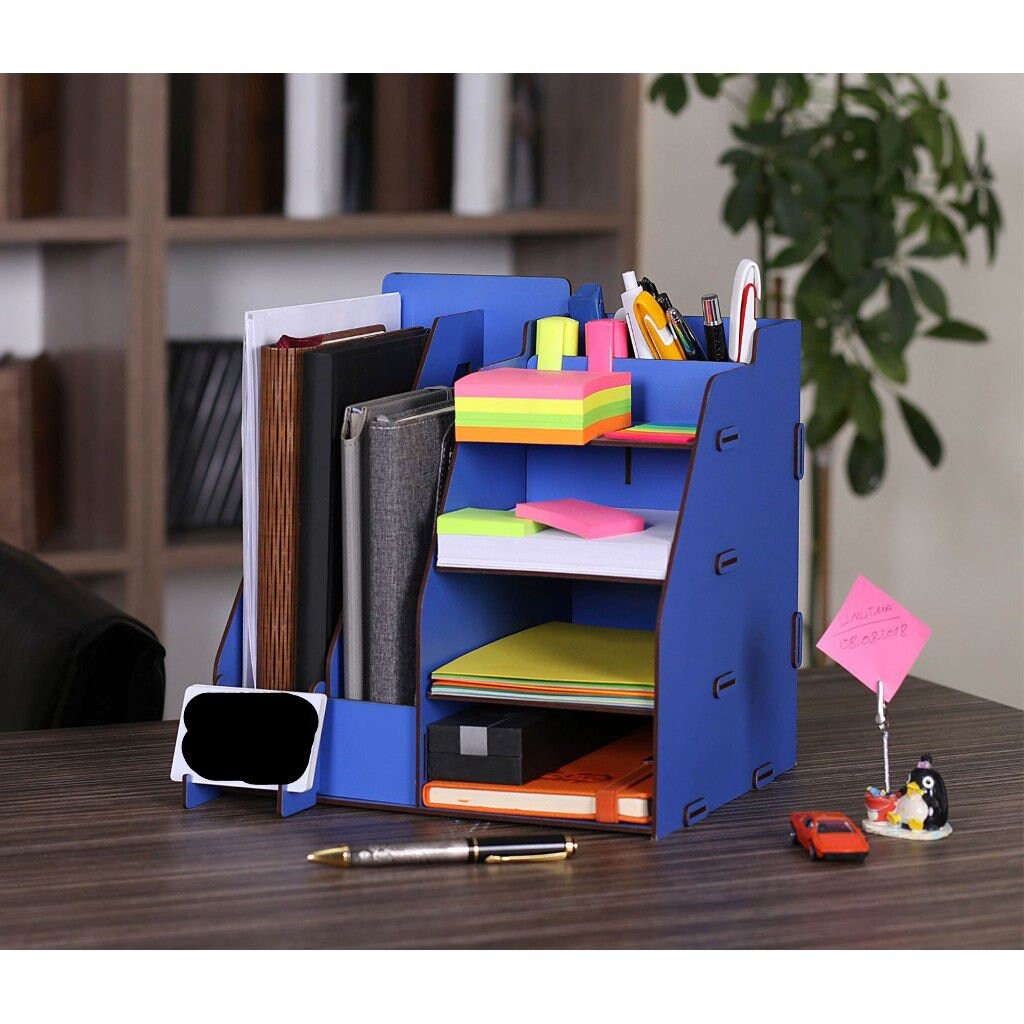 Personalized Desk Organizer, Wooden Desk Organizer With for Stationary ...