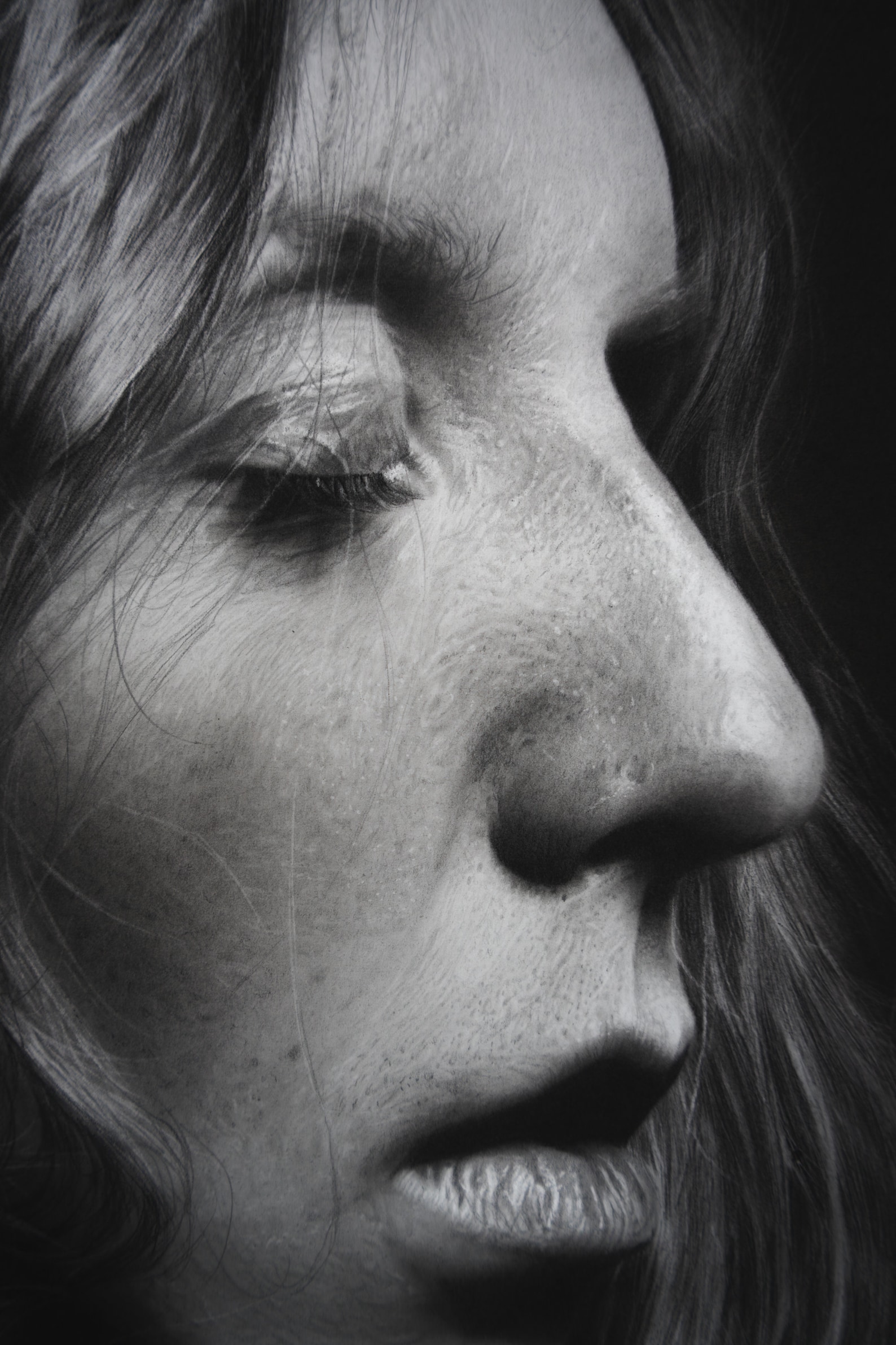 Portrait/figurative Realism Drawing, Fine Art, Black and White Wall Art ...