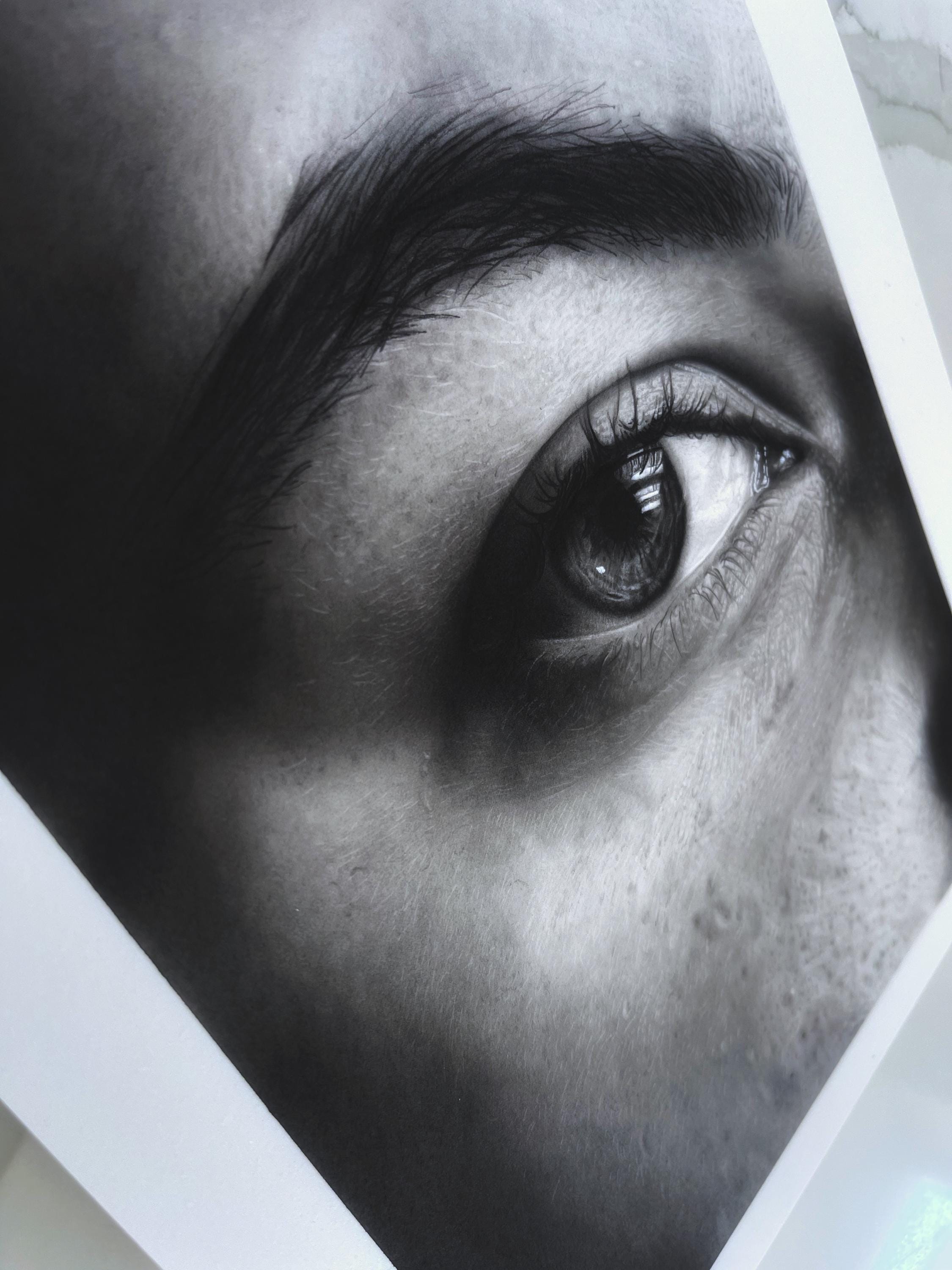 Hyperrealistic Drawing of an Eye With Charcoal/graphite - Etsy