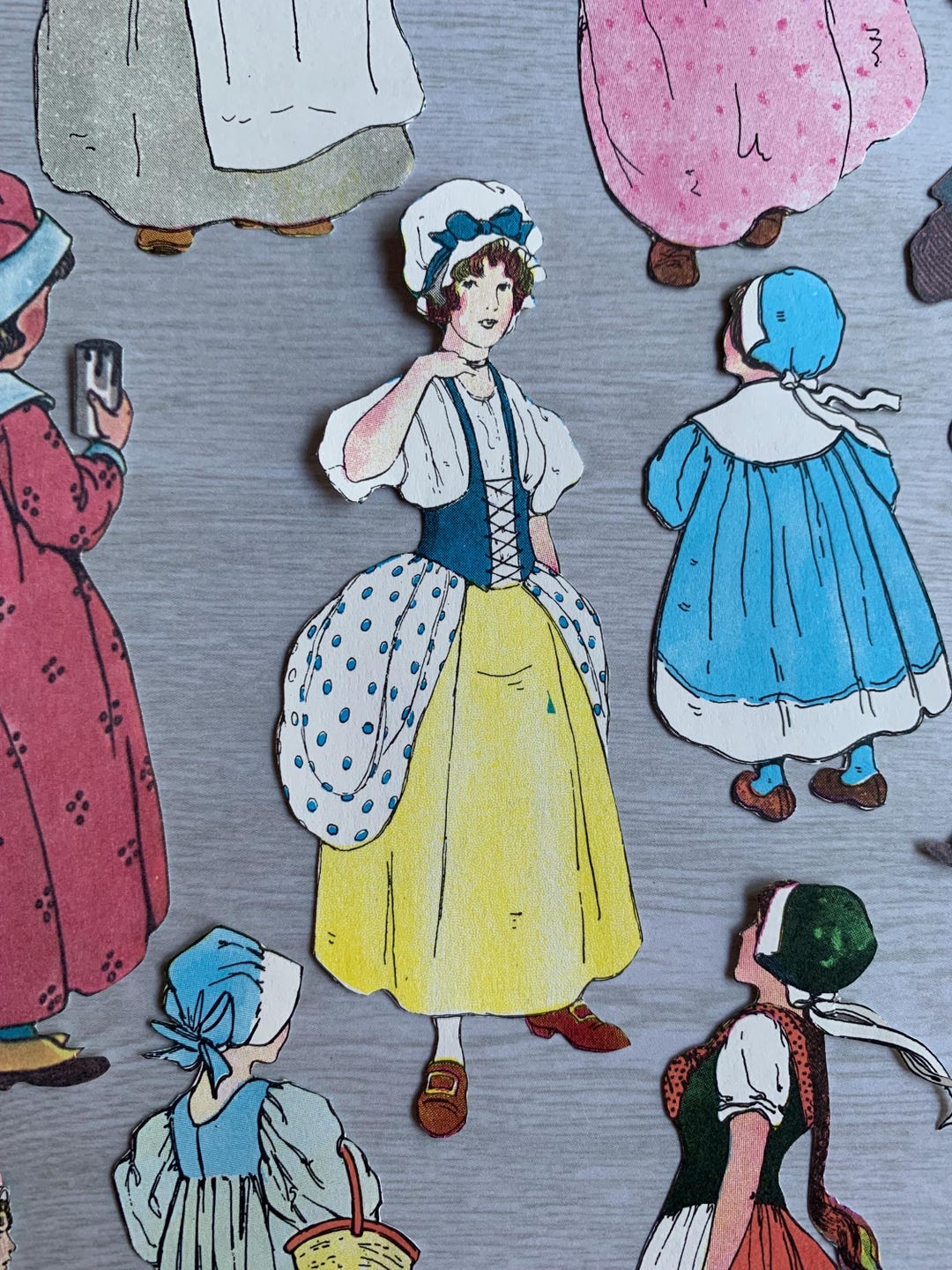 14 Mother Goose Book Illustration Cutouts of Vintage Women and Children ...