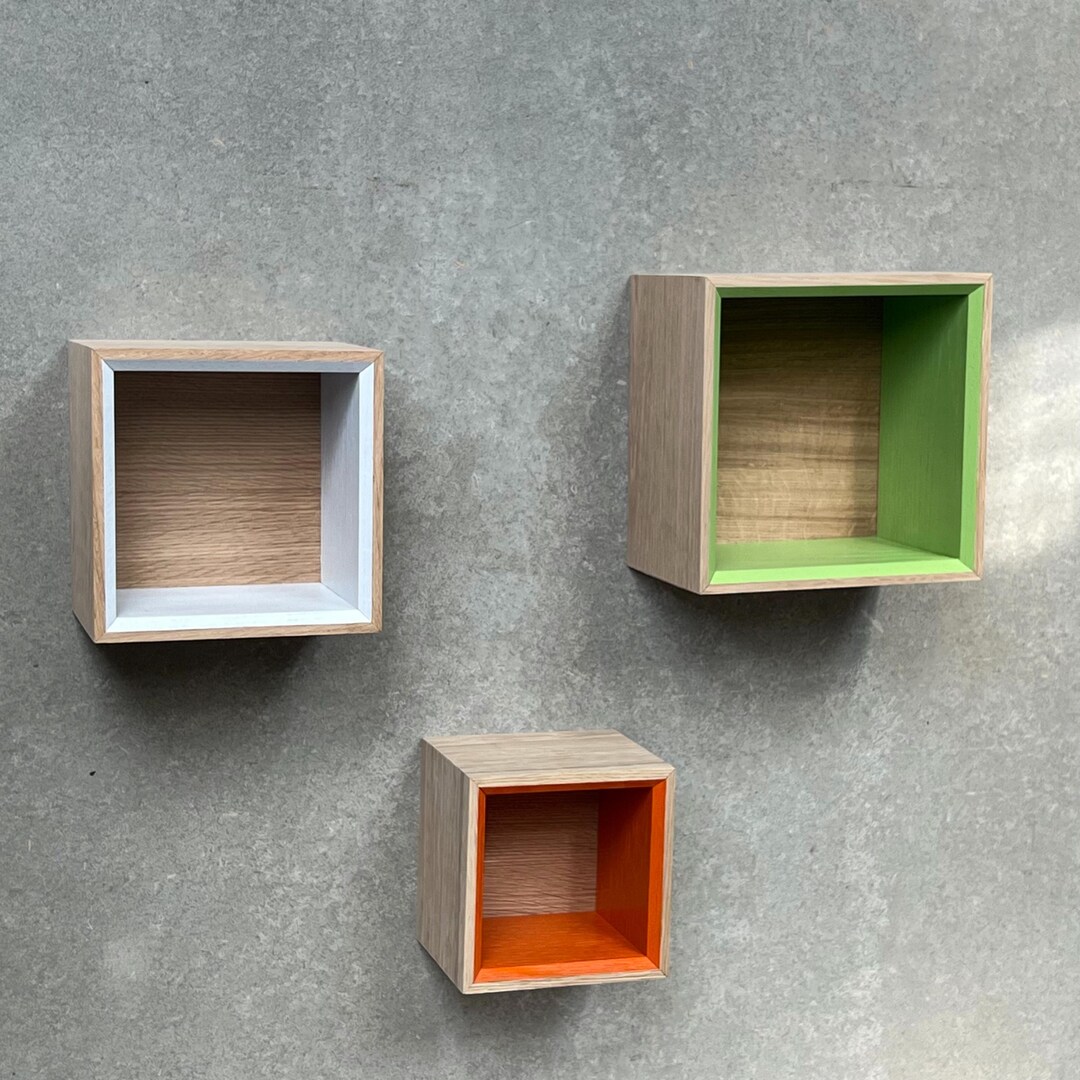 Colorful Wooden Rectangular Wall Shelves, Square Wood Shelves, Wall ...