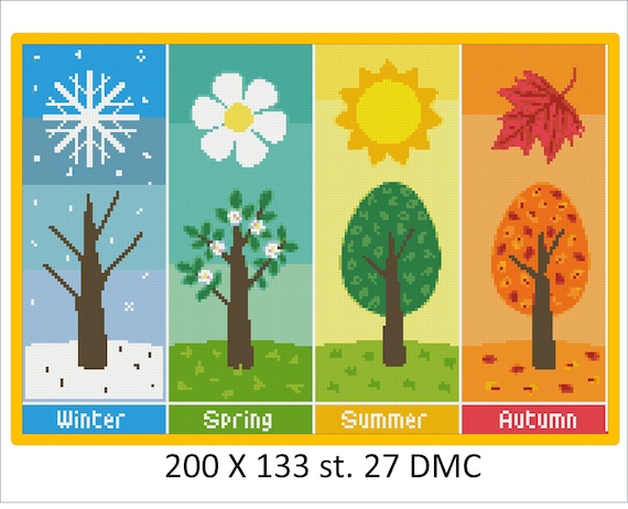 Four Seasons Cross Stitch Pattern PDF | Etsy