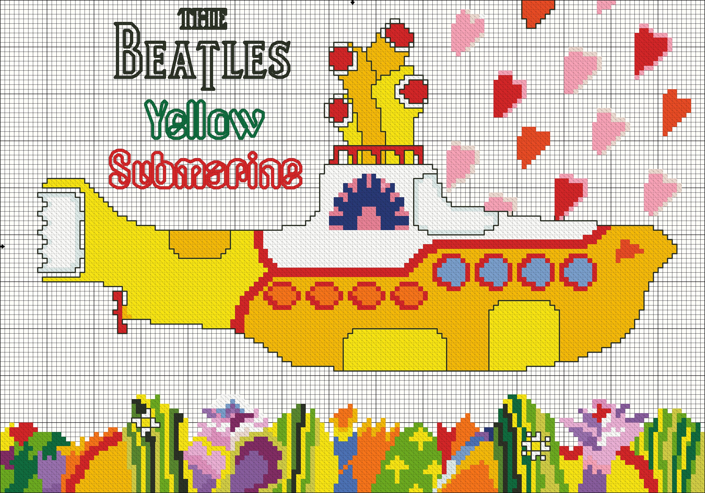 Yellow Submarine Beatles Cross Stitch Pattern - Etsy