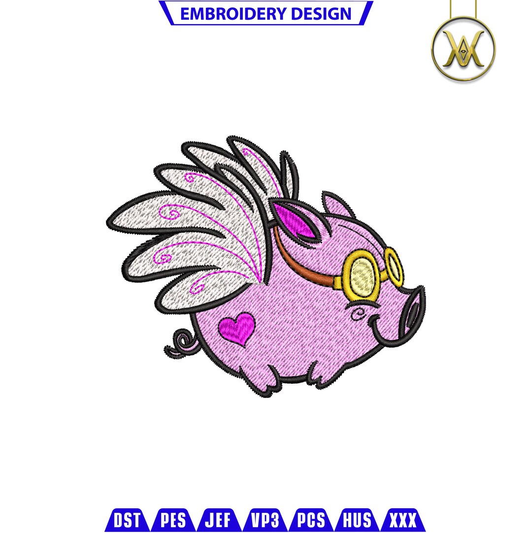 Flying Pig Embroidery Designs | Digital Download | Embroidery Files ...