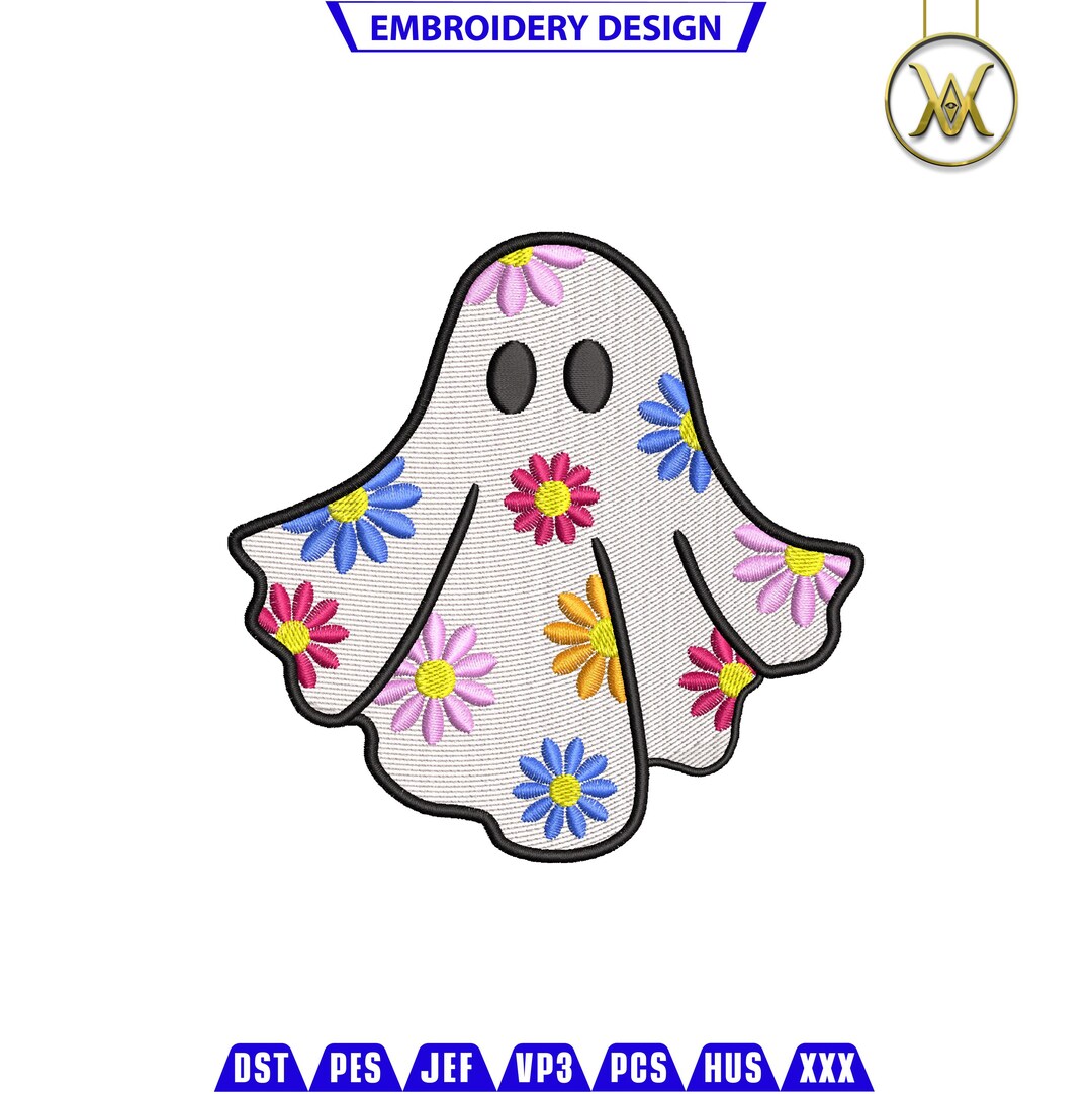 Ghost From Flowered Sheet Embroidery Design | Halloween Embroidery File ...