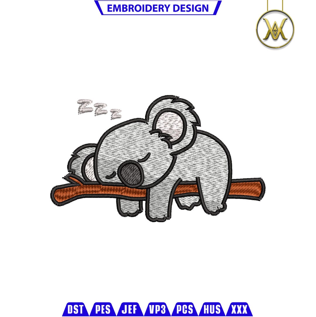 Sleeping Koala Embroidery Designs | Koala Embroidery File | Cute ...