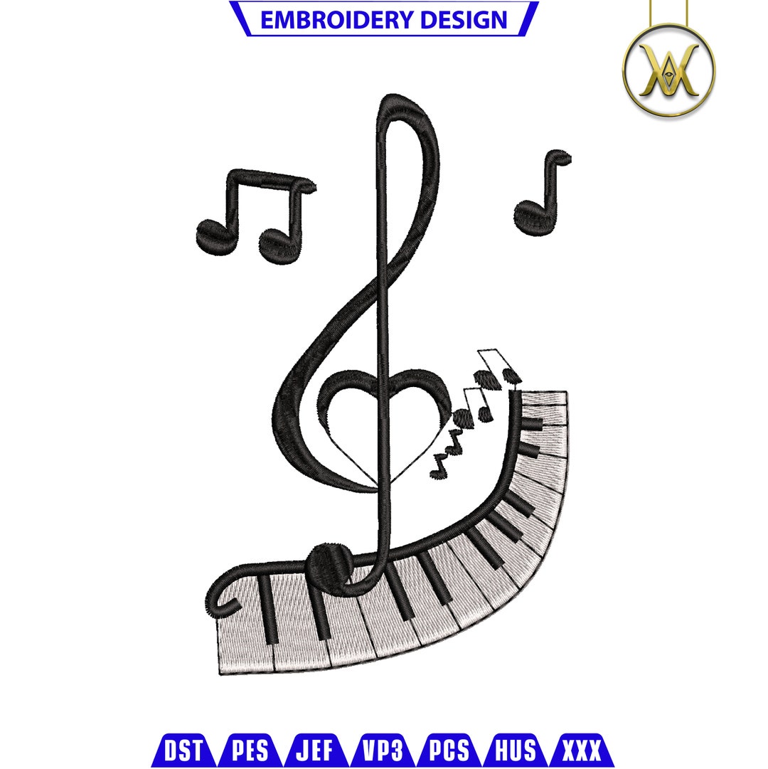 Music Note Embroidery Designs | Note Digital Download | Piano ...