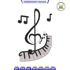 Music Note Embroidery Designs | Note Digital Download | Piano ...