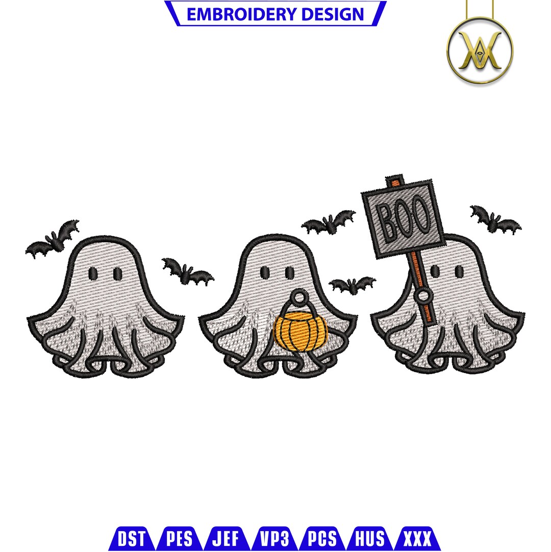 Cute Ghosts Halloween Embroidery Designs Halloween Embroidery File ...