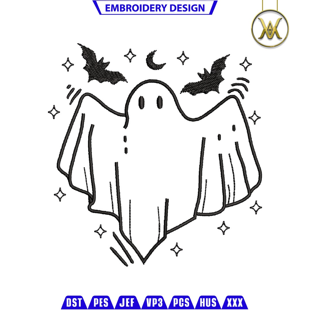 Ghost Night Embroidery File | Halloween Embroidery File | Embroidery ...