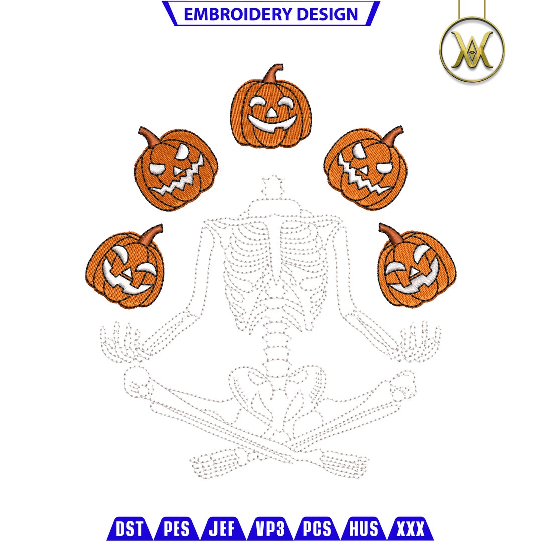 Skeleton Halloween Embroidery Designs | Pumpkin Embroidery Designs ...