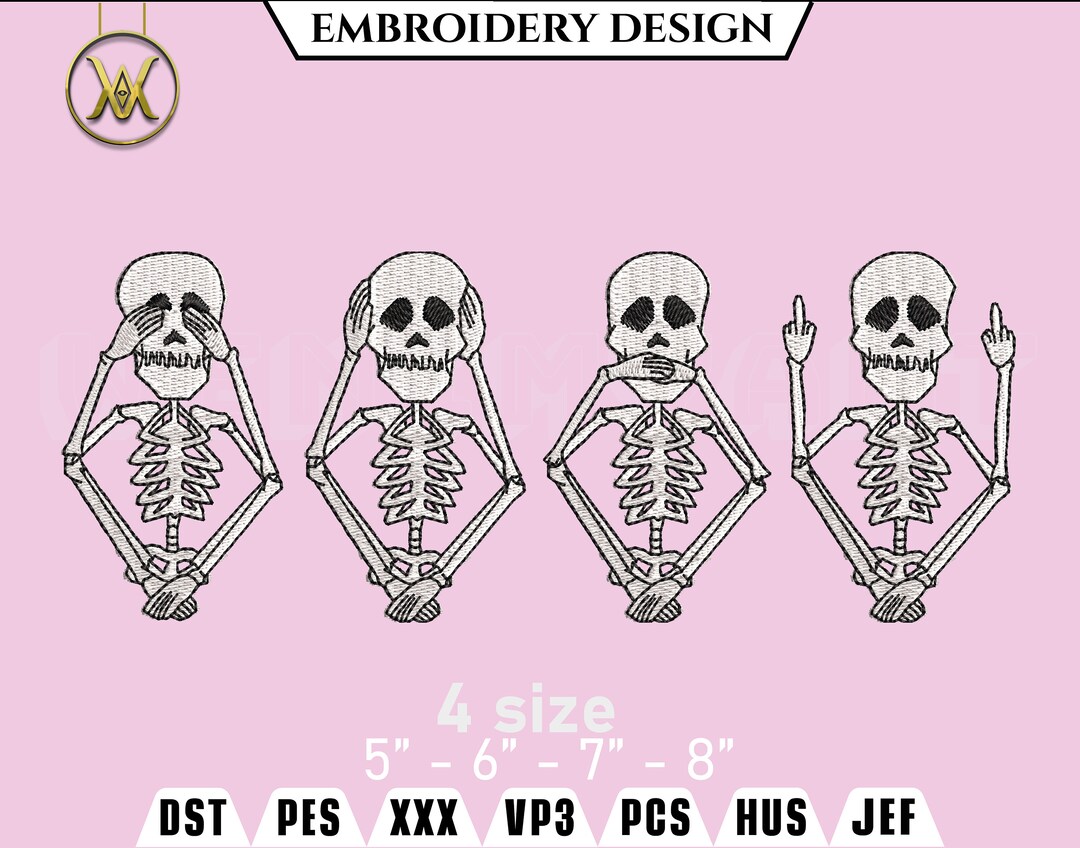 Skeletons Embroidery Designs Halloween Digital Download Embroidery ...