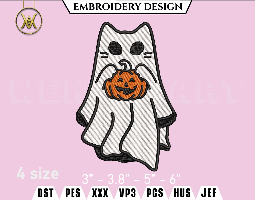 Ghost Cat Halloween Embroidery Designs Halloween Embroidery - Etsy