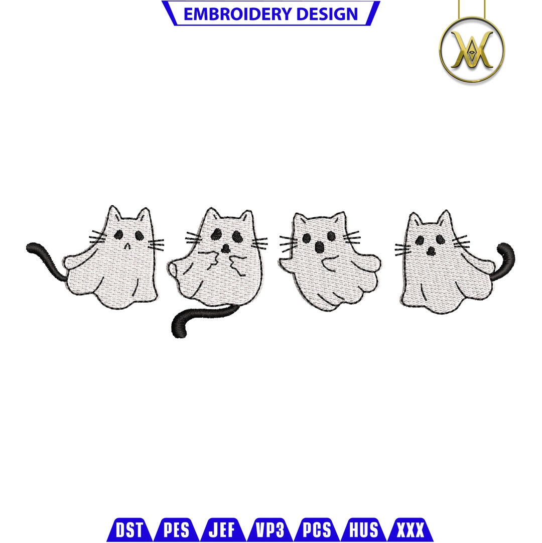 Ghost Cat Halloween Embroidery Designs| Halloween Embroidery File ...